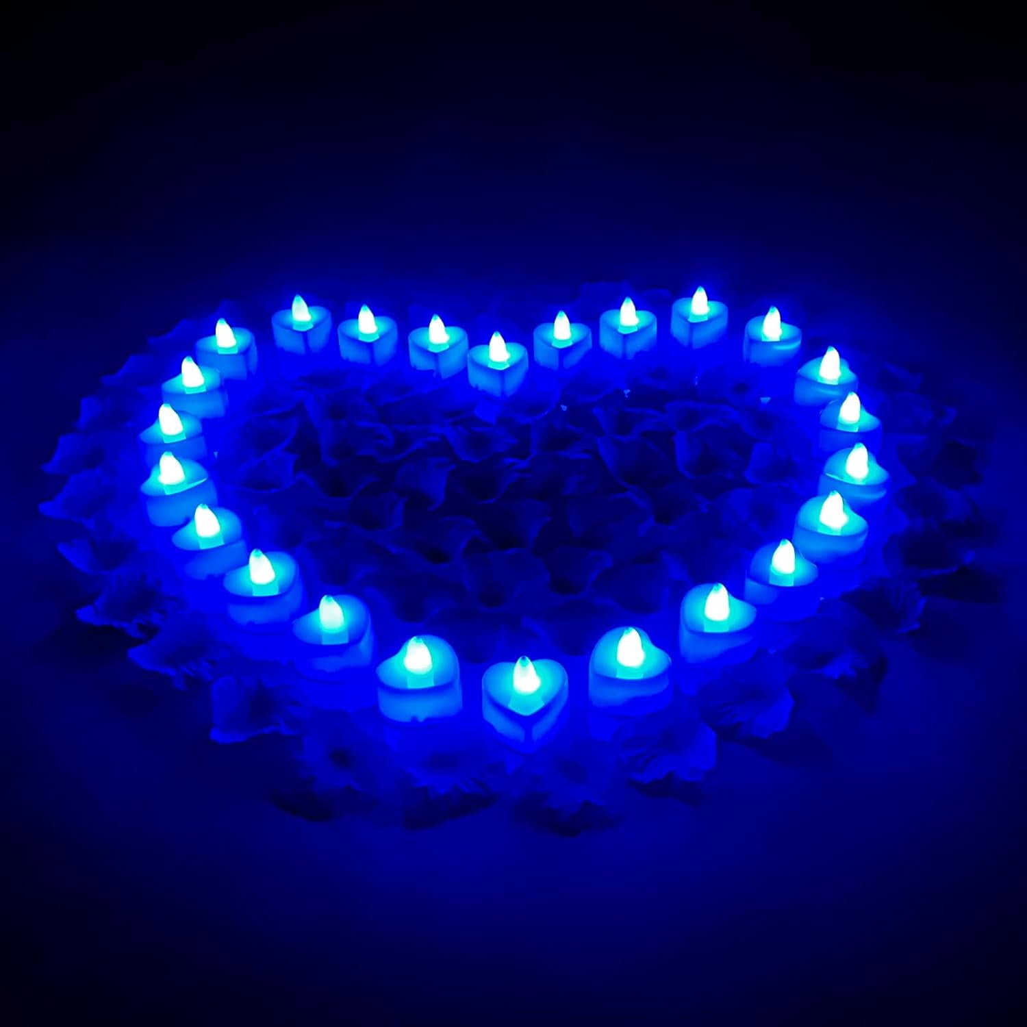 2000 Artificial Rose Petals & 24 LED Tea Lights Candles, Red Rose ...