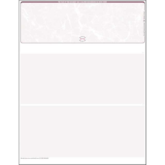 2000 Burgundy Marble Laser Check Stock, (Top Position) Blank Laser ...