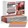 2000 Count 21 Degree Framing Nails, 2" x 0.113" Full Round Head, Ring ...