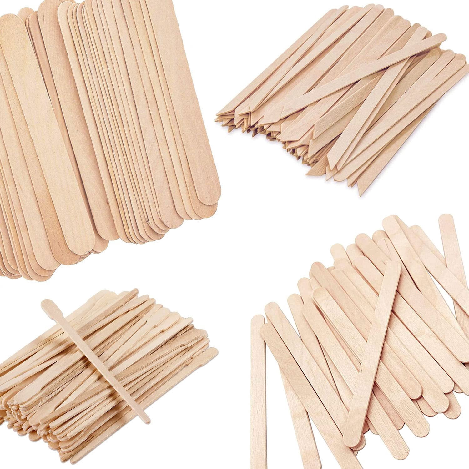 2000 Large & Small Wax Wood Sticks Applicator Spatula 4 Style Assorted ...