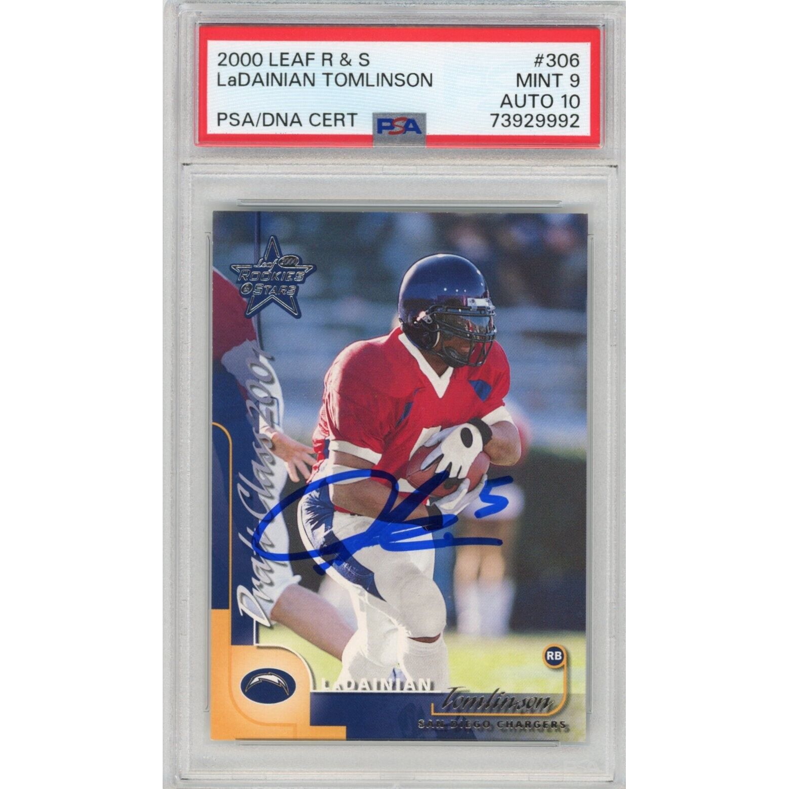 2000 Leaf R & S LaDainian Tomlinson SIGNED 306 RC Rookie Card PSA 9 10 ...