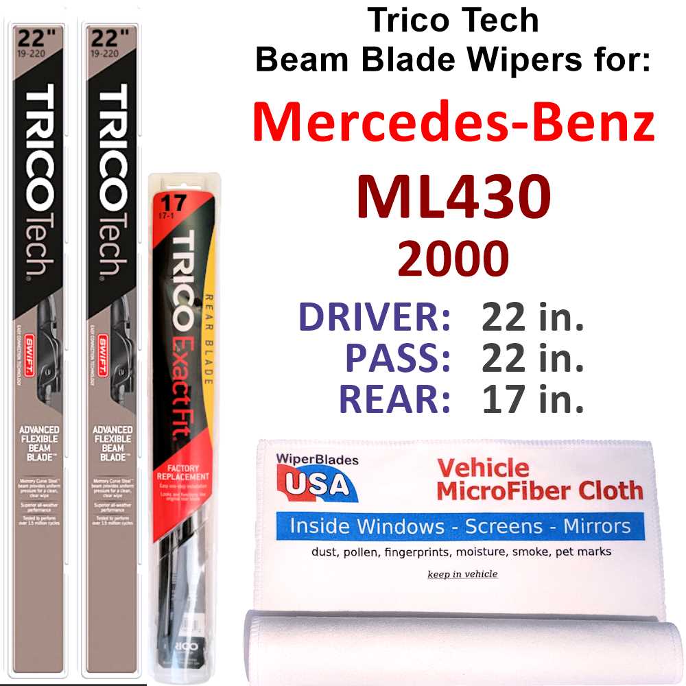 2000 Mercedes-Benz ML430 Beam Blade Wipers (Set of 3) w/Rear Wiper ...