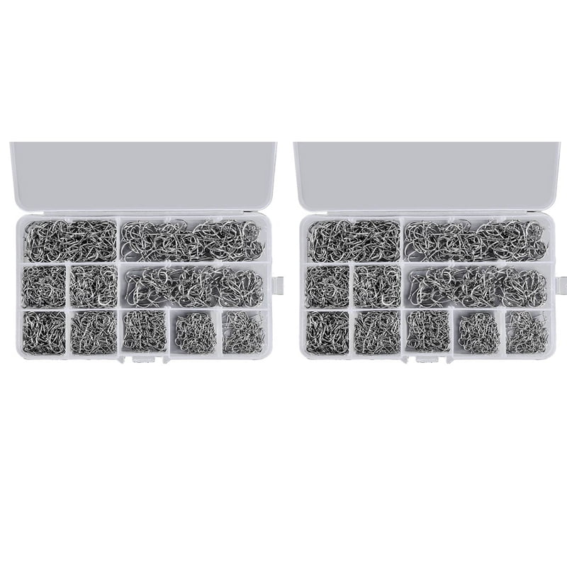2000 PCS Fishing Hooks Set High Carbon Steel Barbed FishHooks for ...