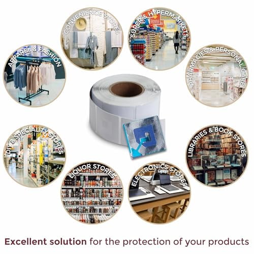 2000 Paper Security Labels 1.5 X 1.5 Inch RF 8.2Mhz White Checkpoint ...