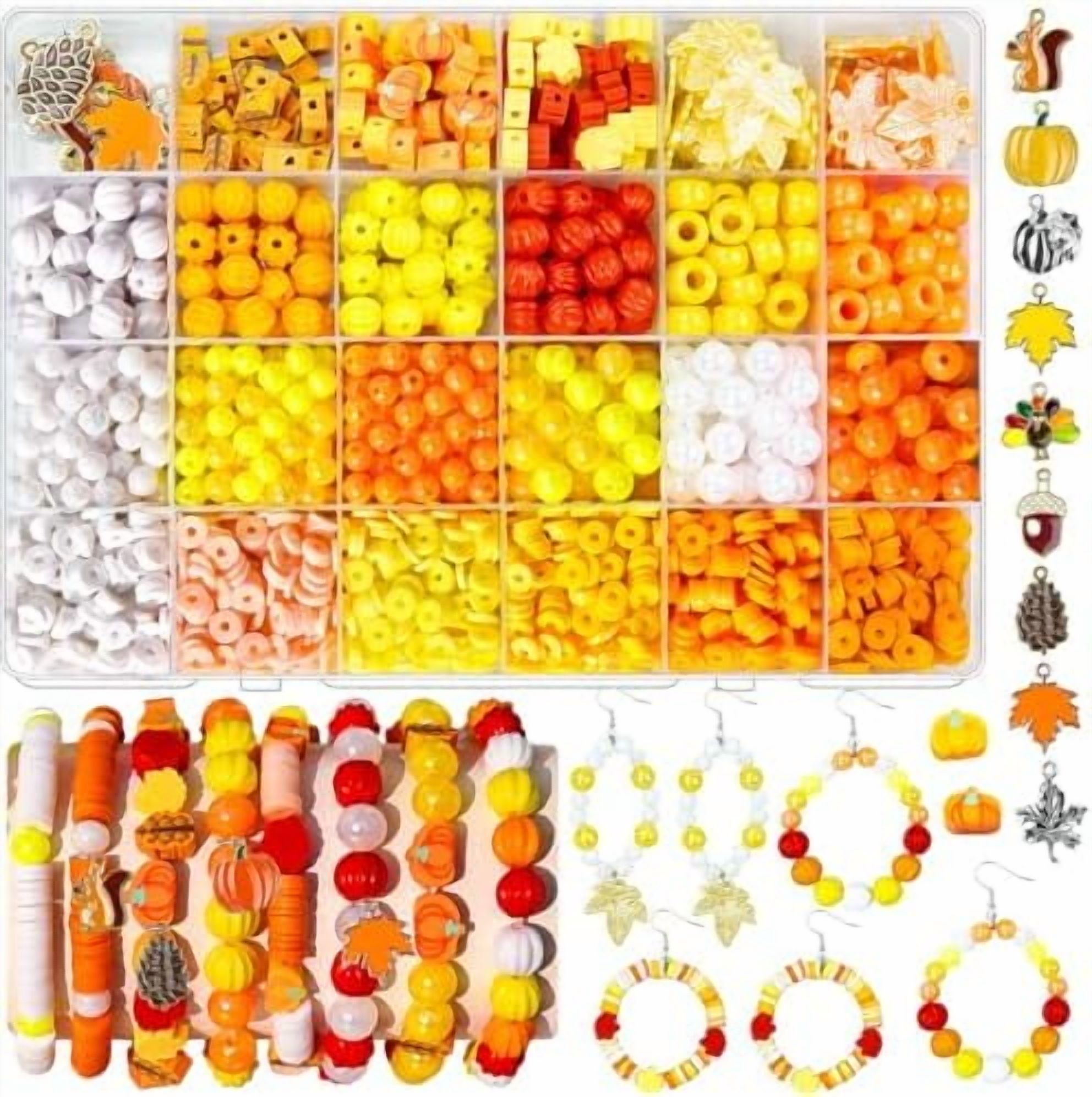 2000+Pc Thanksgiving Beading Kit: Harvest clay/acrylic beads (pumpkin ...