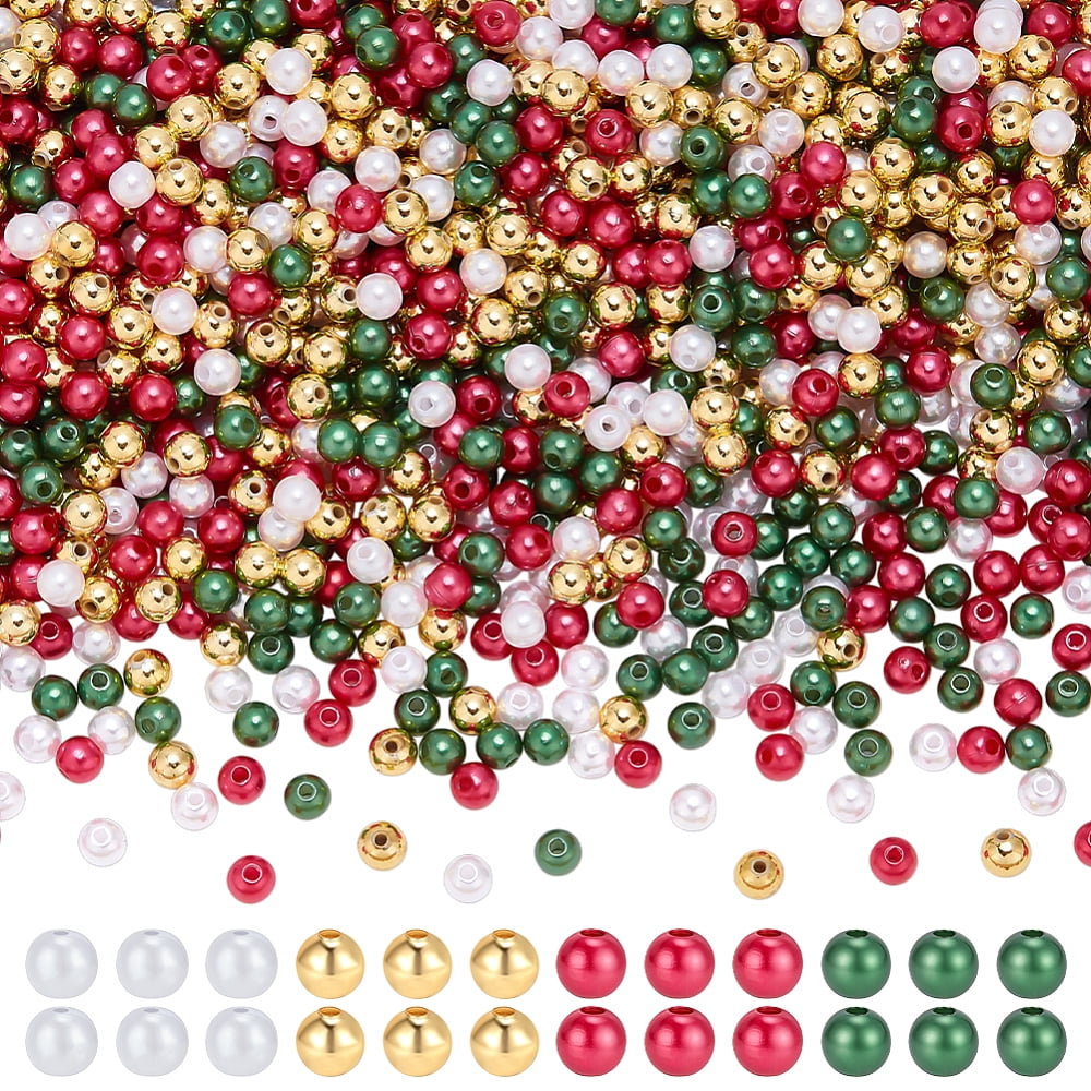 2000 Pcs Christmas Pearl Beads 6mm Acrylic Round Imitation Pearl Bead ...