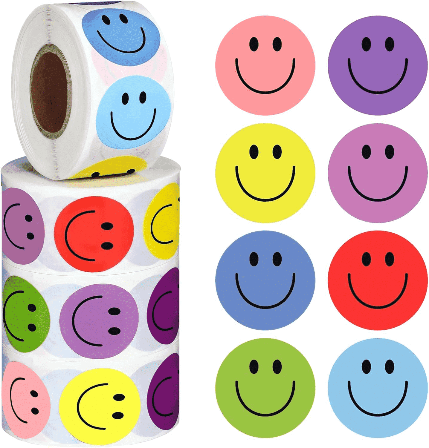 2000 Pcs Happy Smile Face Stickers for Kids,4 Rolls Classroom Incentive ...