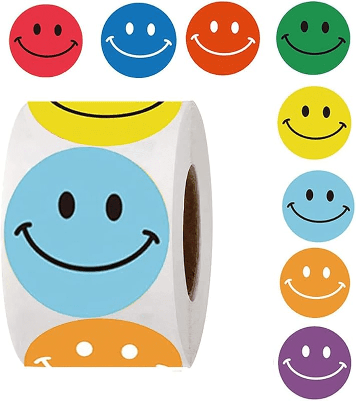 2000 Pcs Happy Smile Face Stickers for Kids,4 Rolls Classroom Incentive ...