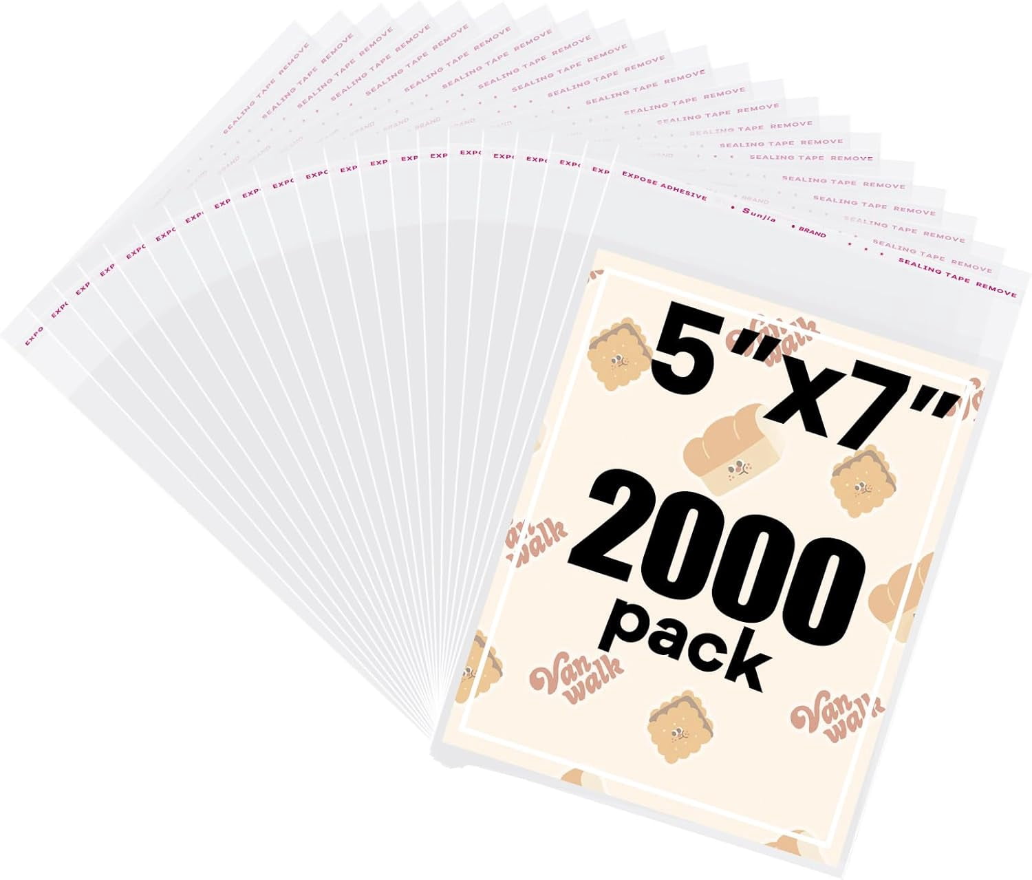 2000 Pcs Resealable Bags 5"X7" Self Sealing Cellophane Bags Opp Cello ...