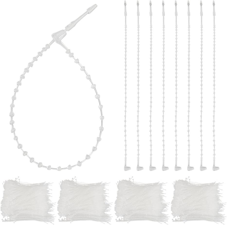 2000 Pcs Snap Lock Pin Tag Fasteners Adjustable Beaded Loop Tie Plastic ...