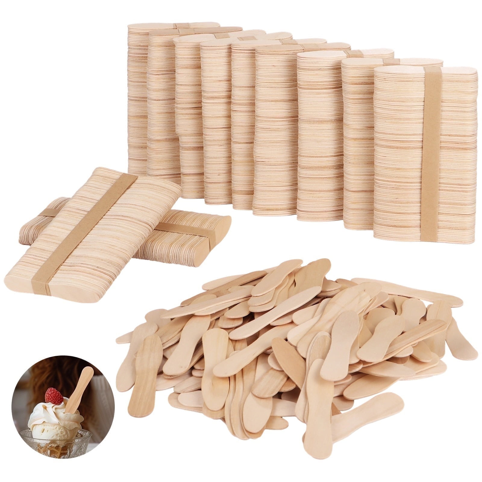 2000 Pcs Wooden Ice Cream Spoons, Mini Disposable Tasting Spoons, 3 ...