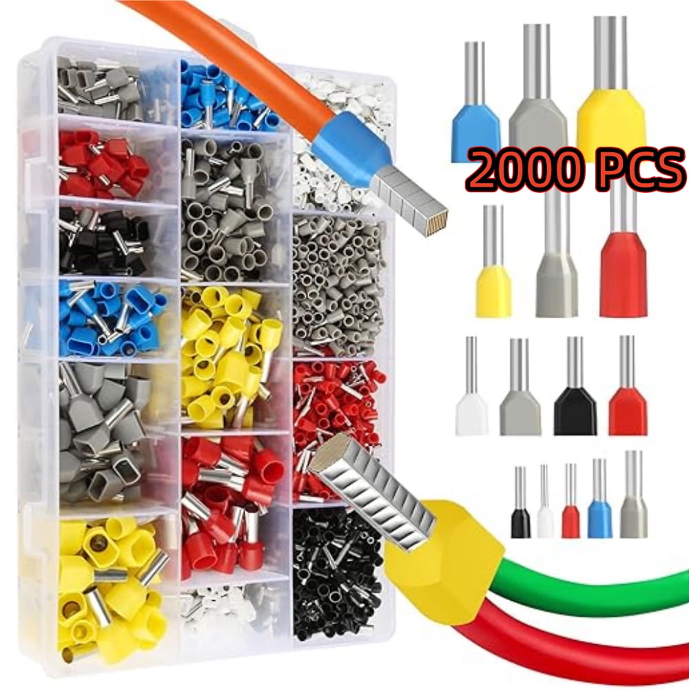2000 Piece Ferrule Set, 0.5 mm² - 10 mm², Twin and Single Line Ferrules ...