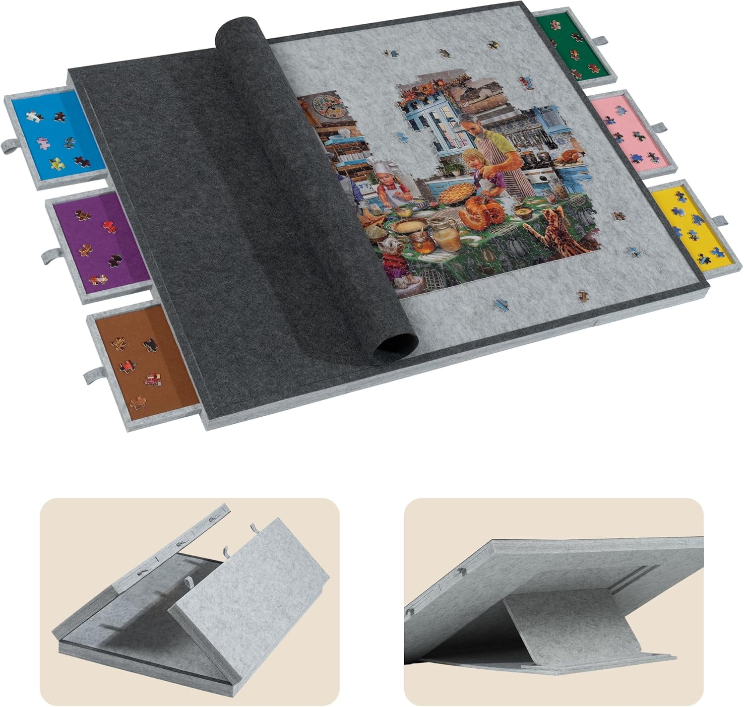 2000 Piece Foldable Jigsaw Puzzle Table with Cover, 3-Tilting-Angle ...