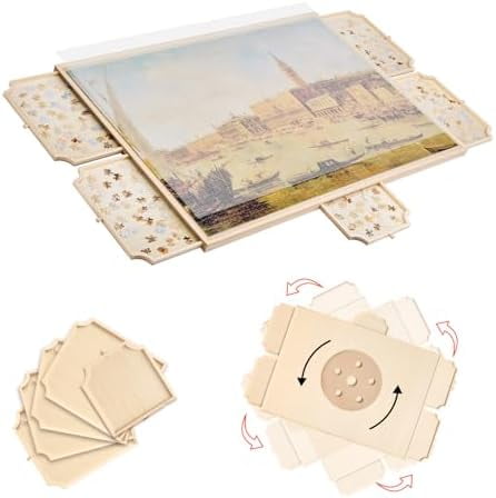 2000 Piece Rotating Puzzle Board with 5 Drawers and Cover, 40x29 in ...