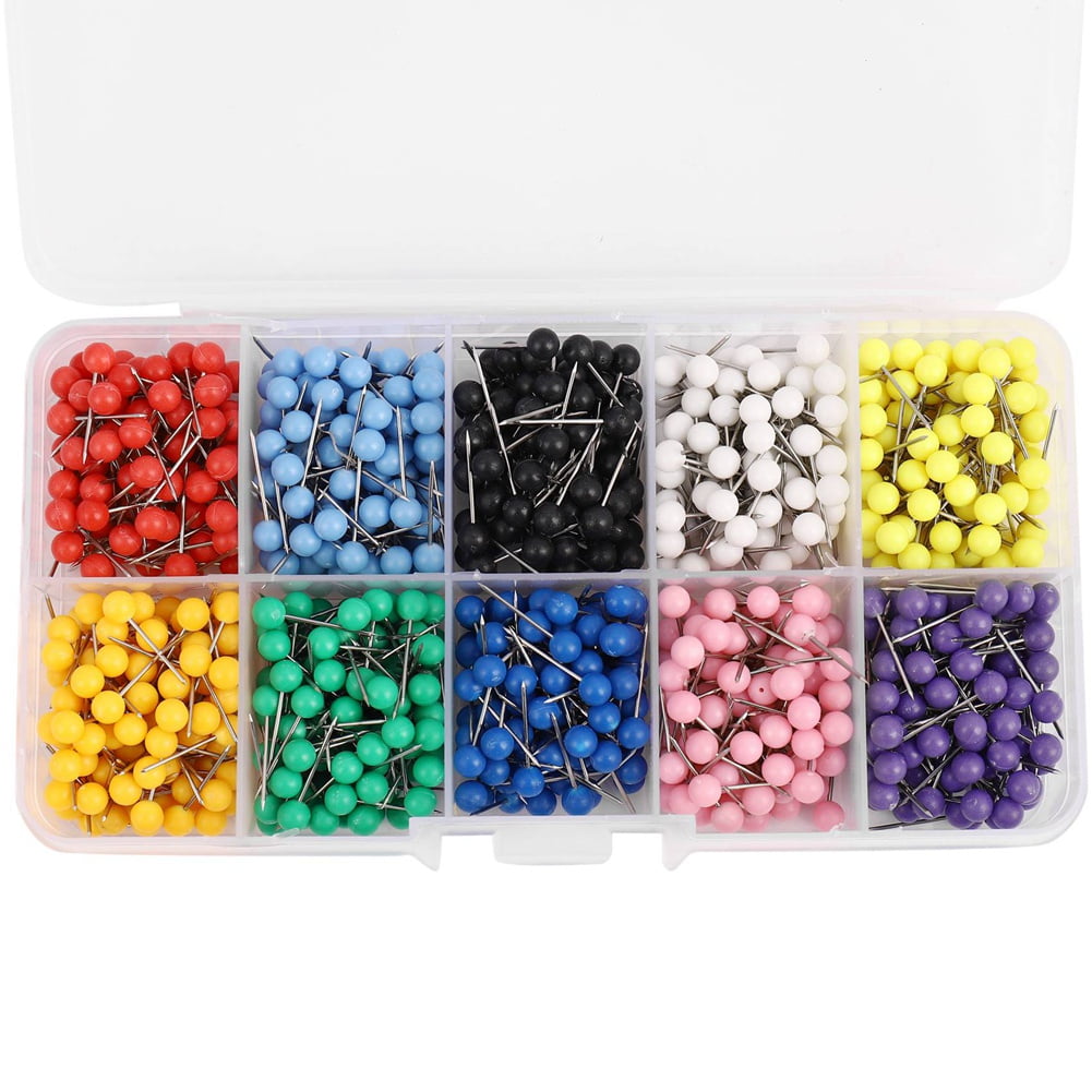 2000 Pieces 1/8 Inch Map Push Pins Map Tacks with Round Heads and Steel ...