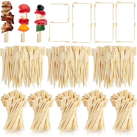 2000 Pieces Bamboo Skewers for Appetizers, 3.5 Inch Paddle Wood Picks ...