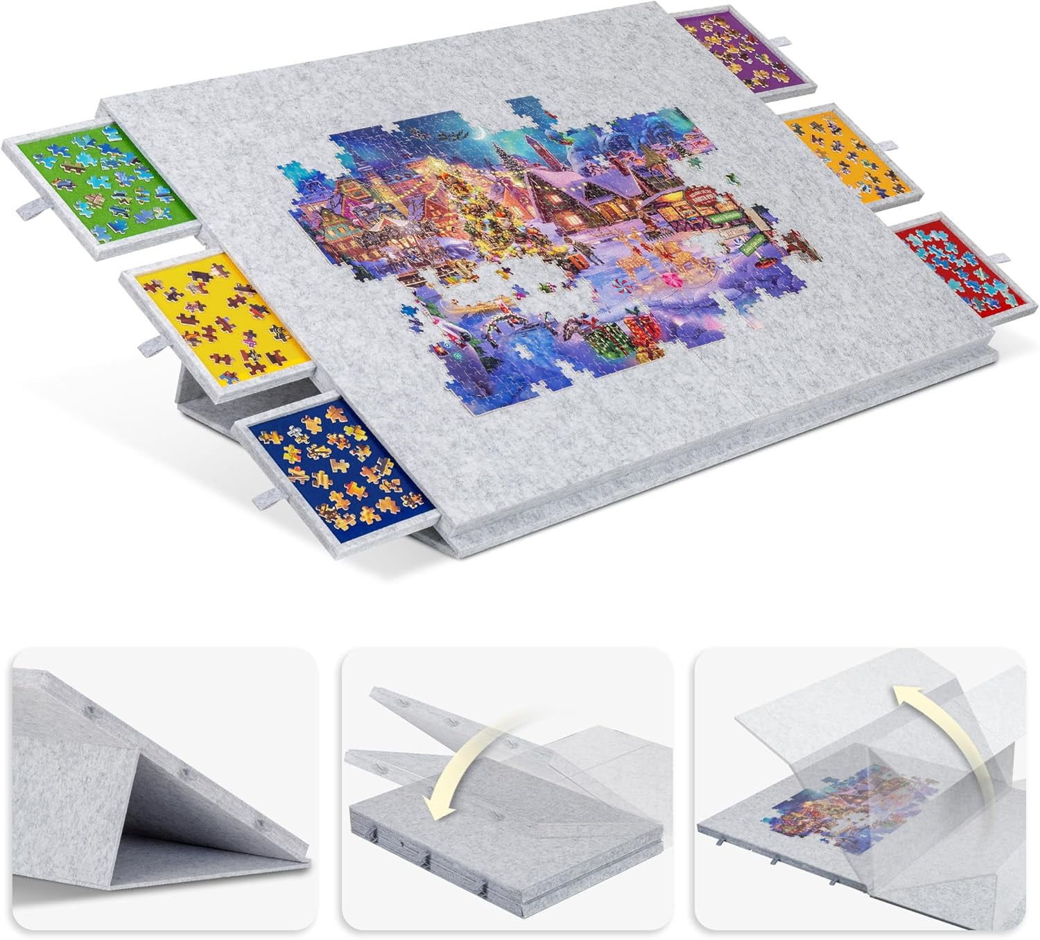2000 Pieces Portable Jigsaw Puzzle Board with 6 Drawers & Trays ...