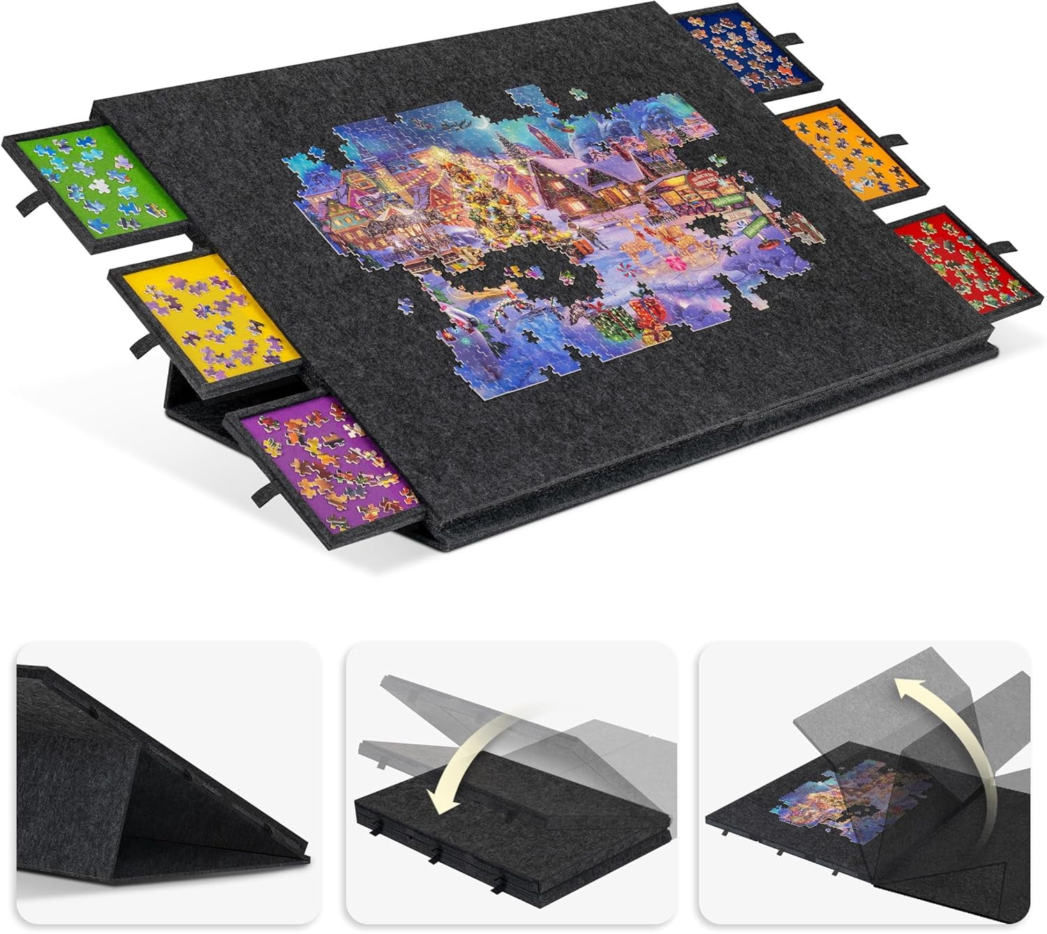 2000 Pieces Portable Jigsaw Puzzle Board with 6 Drawers & Trays ...