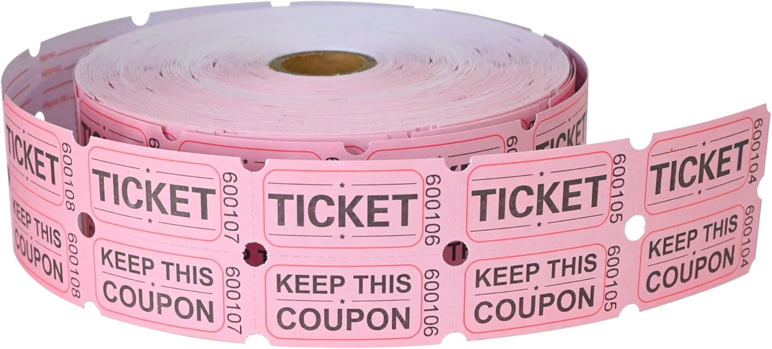 2000 Pink Double Raffle Tickets Rolls Printable for Leisure, Movie ...