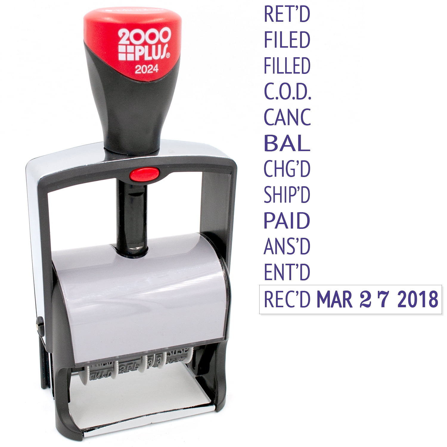 2000 Plus 2024 Heavy Duty Date Phrase Stamp, Large Date Size - Exclusive 12-Year Band - Blue Ink ...