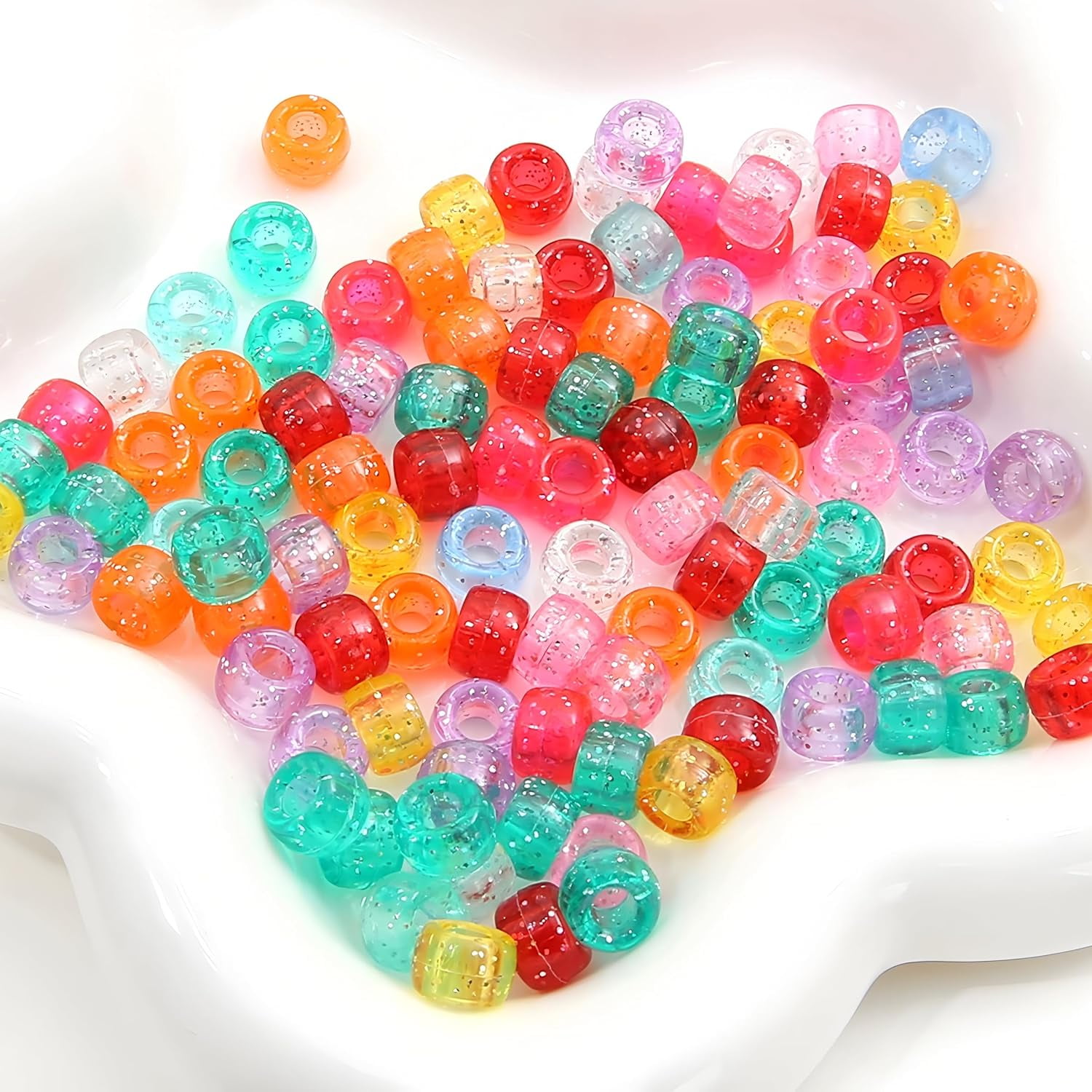 2000+ Pony Bead Bulk 6x9mm Multi-Colored Plastic Craft Beads Set, Bulk ...