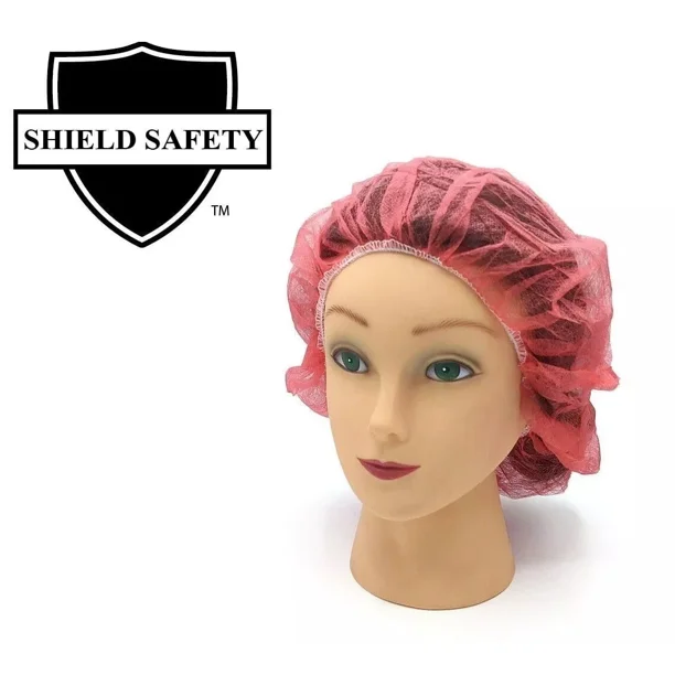 2000 Red Bouffant Safety Cap, 24 Inch Non-Woven Hair Net, Disposable ...