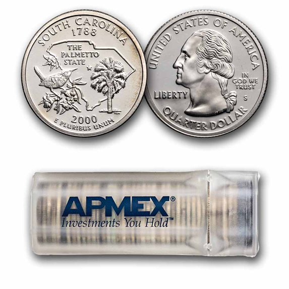 2000-S South Carolina State Quarter 40-Coin Roll Proof (Silver ...