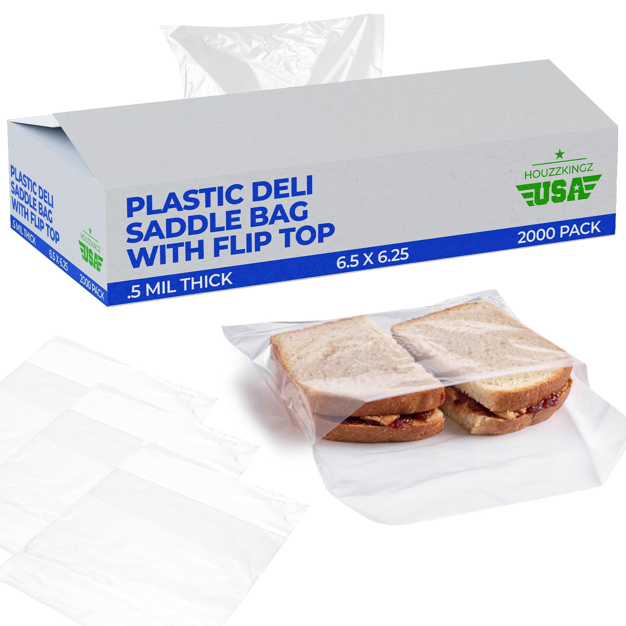 2000 Saddle Bags 6.5" X 6.25" - Clear Plastic Flip Top Sandwich Saddle ...