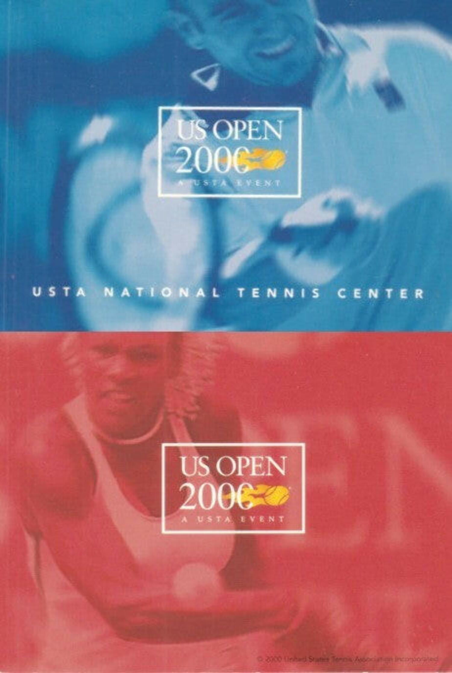 2000 U.S. Open tennis souvenir map (Andre Agassi and Serena Williams ...
