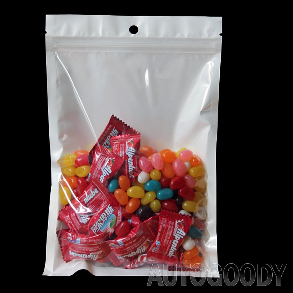 2000 Zip Zipper Lock Bags Clear Plastic White Back 4.25" x 7.5" Seal ...