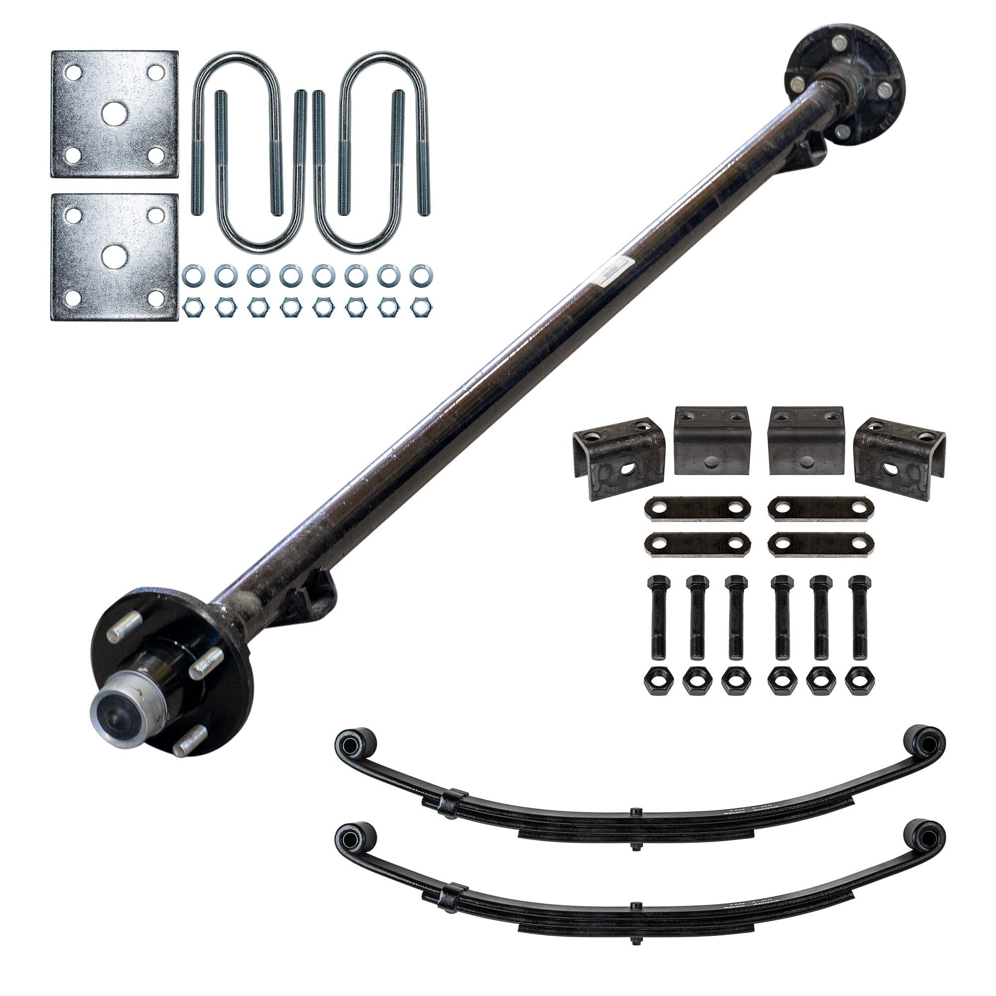 2000 lb Light Duty Single Trailer Axle Kit with Suspension - Leaf ...