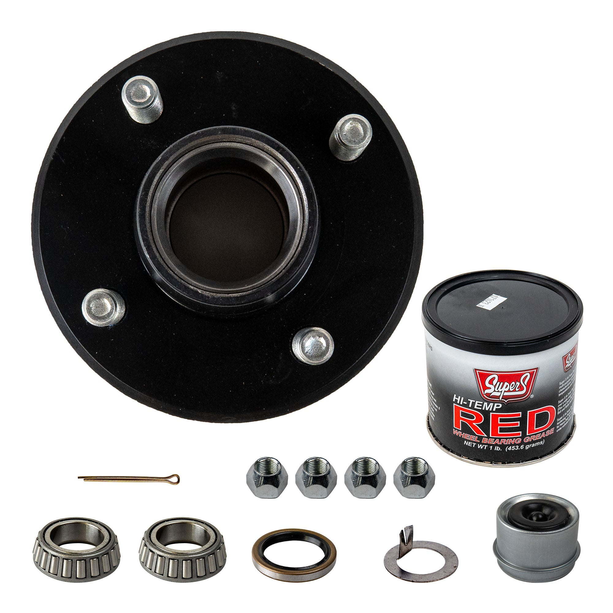 2000 lb Trailer Axle Idler Hub Assembly With Grease - 4 Lug, 4x4 Bolt ...
