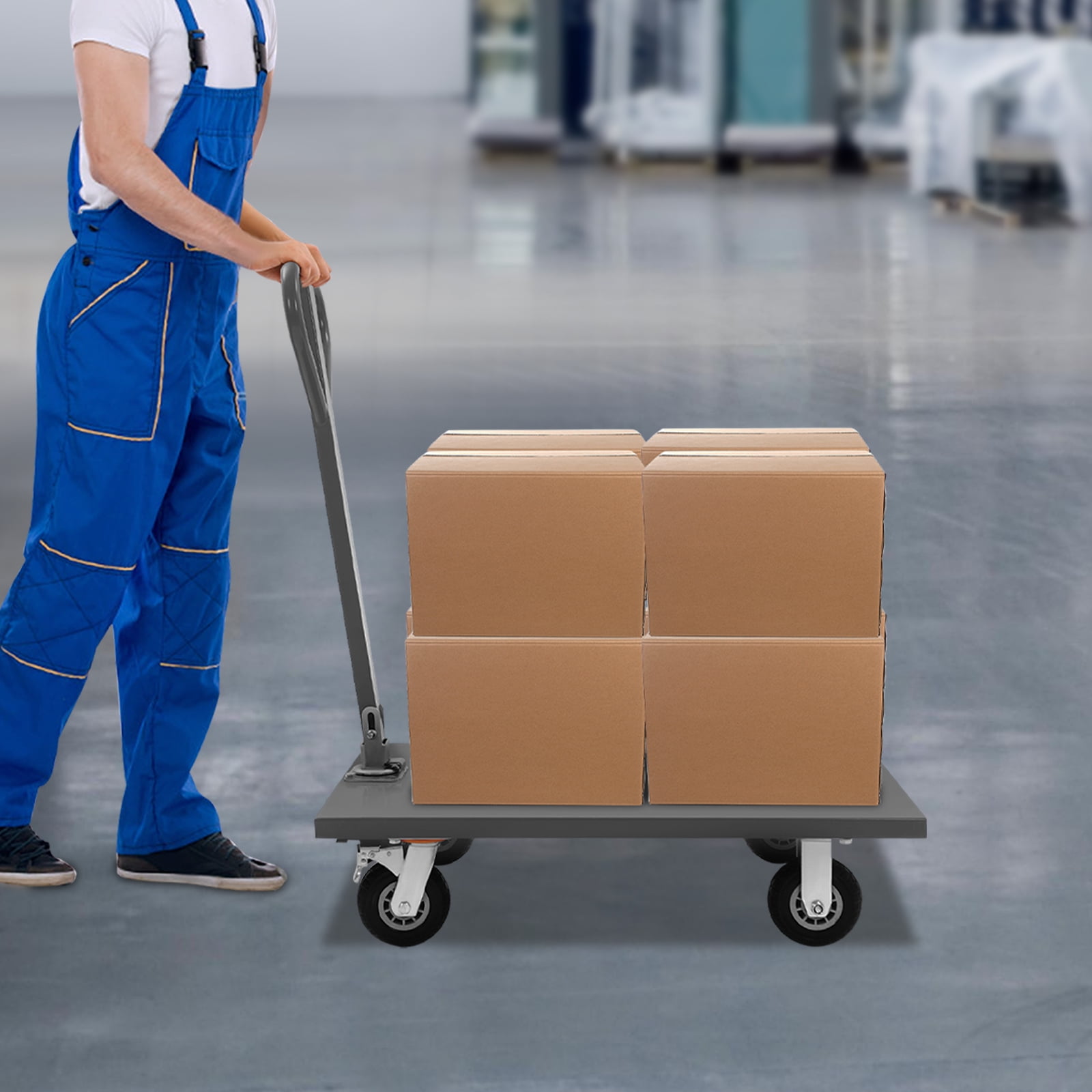 2000 lbs 360 ° Rotatable Industrial Flat Dolly Cart Heavy Duty Cart ...