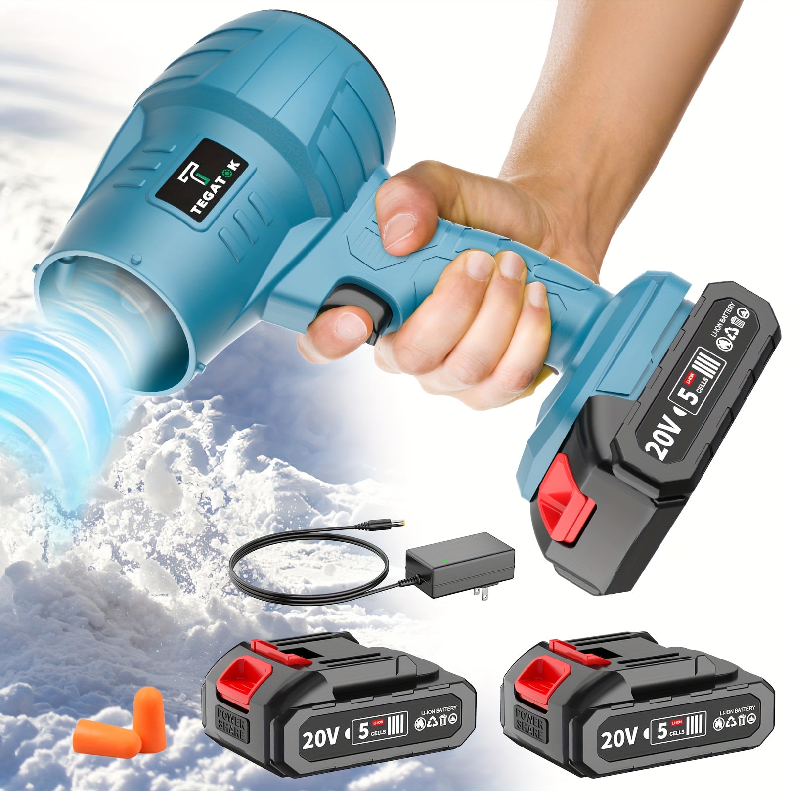 20000 RPM Cordless Electric Leaf Blower - 20V Lithium-Ion Turbojet ...