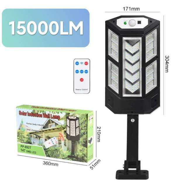 20000LM Solar Lights Outdoor External Solar Lamp with Motion Sensor ...