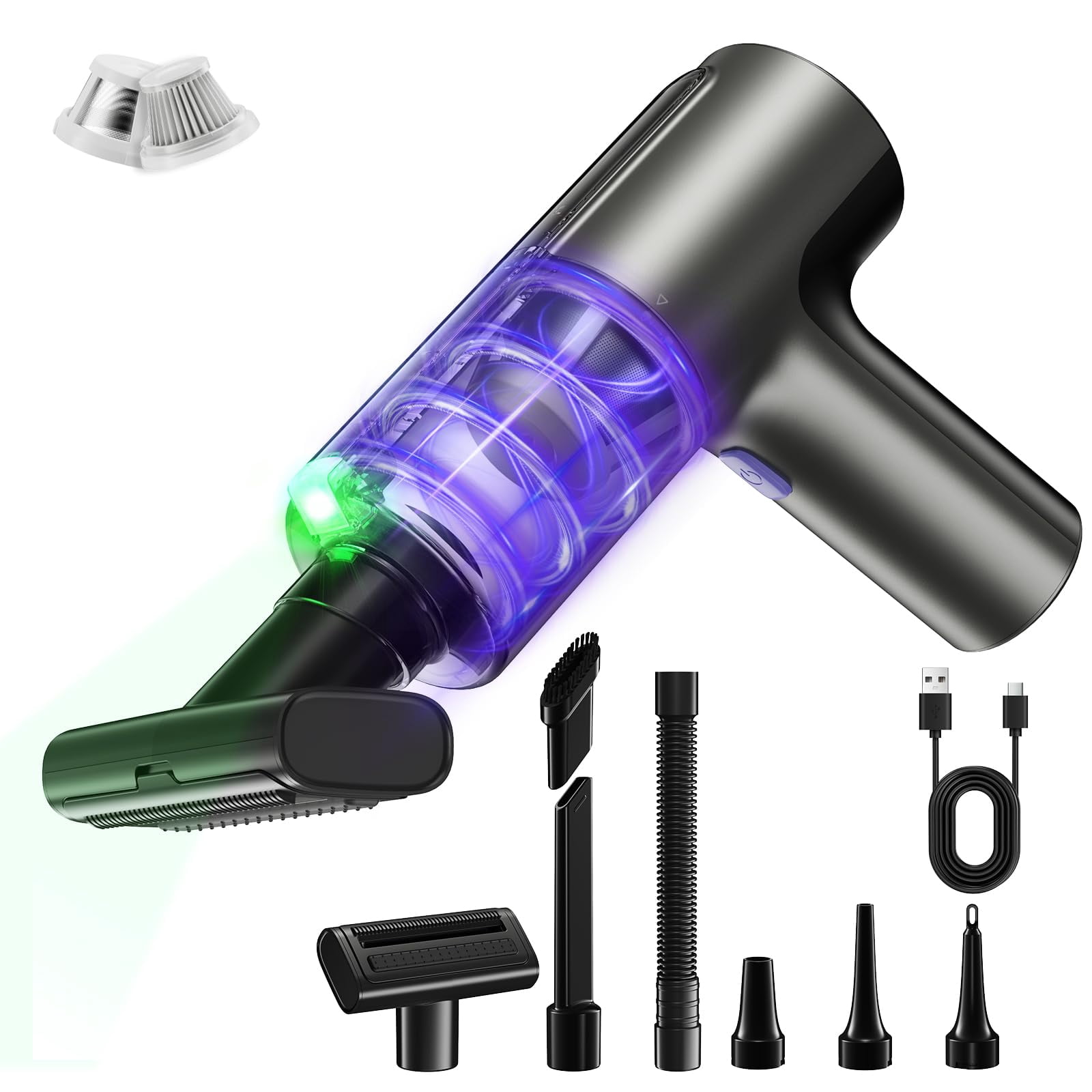 20000Pa Cordless Car Vacuum, 80,000 RPM Brushless Motor Handheld Vacuum ...