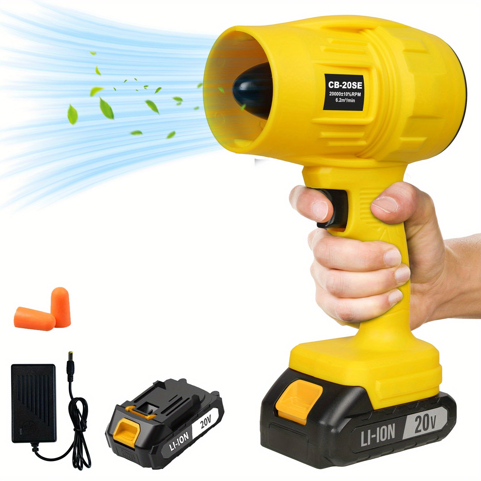 20000RPM electric cordless blade blower, 20V turbojet blower, high ...