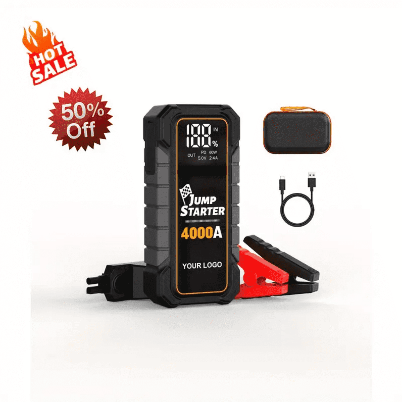 20000mAh 12V Car Battery Jump Starter, 4000 Peak Amp, USB Fast Charging ...