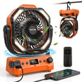 20000mAh Camping Fan LED Light & Remote Control, 1-100 Stepless Speed ...