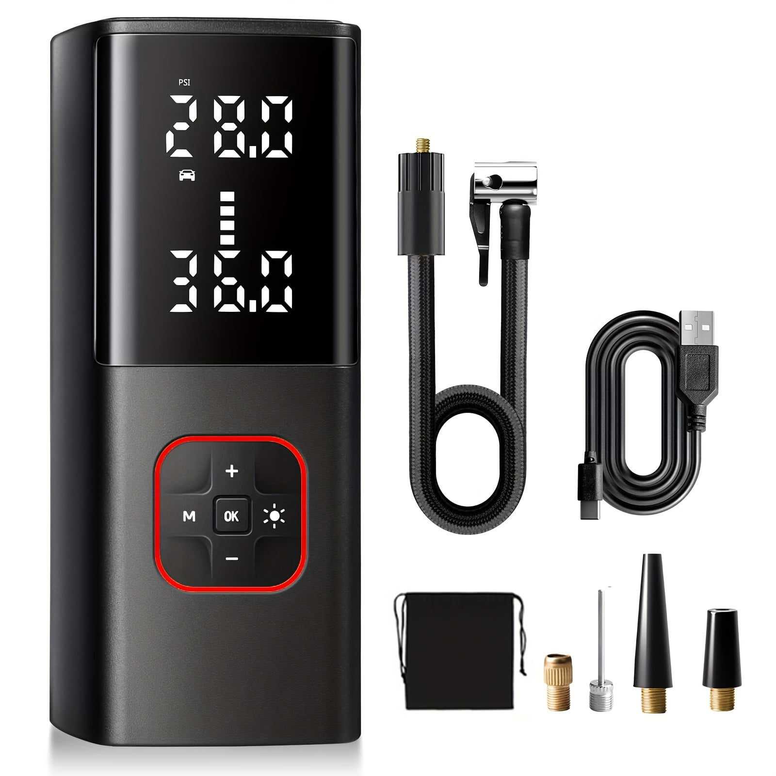 20000mAh Cordless Tire Inflator - 4X Faster 150PSI Air Compressor with Pressure Gauge, Ideal for ...