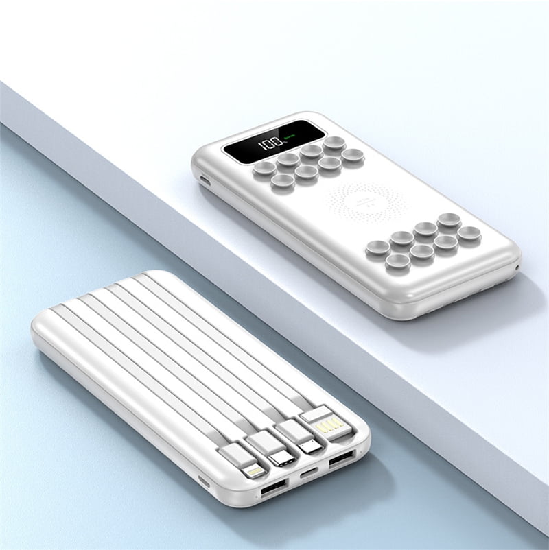 20000mAh Magnetic Wireless Charger Power Bank Built in Cable for iPhone ...