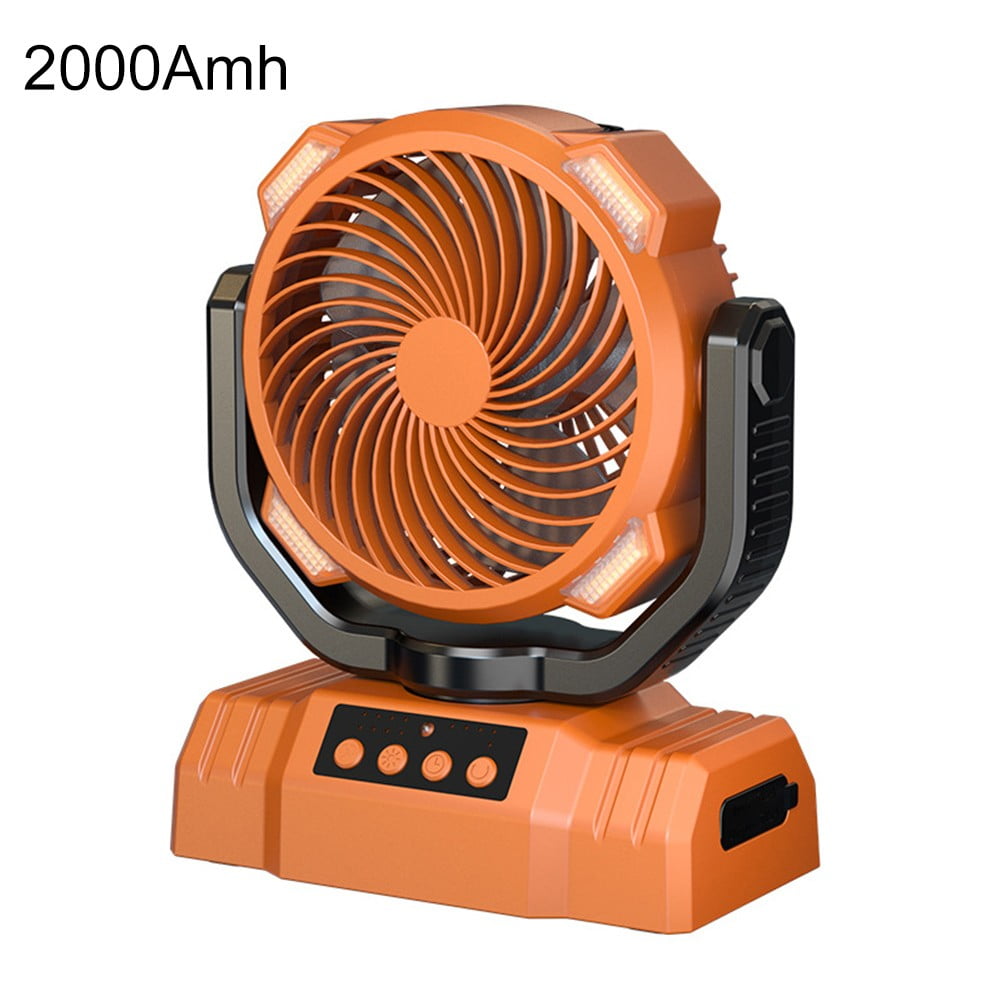 20000mAh Operated Fan Portable Rechargeable Desk Camping Fan LED Light ...