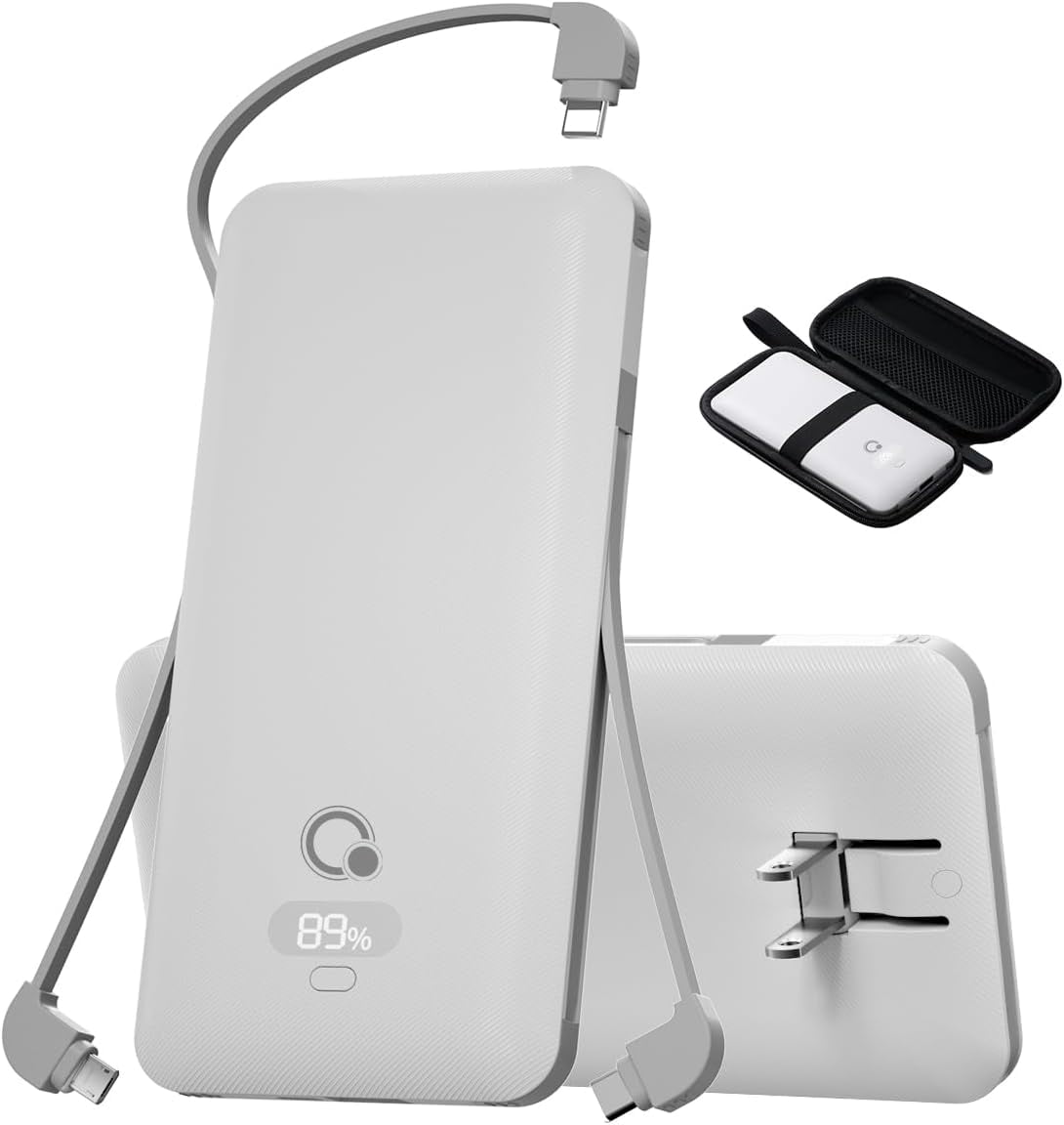 20000mAh Portable Charger with Built in Cables, 22.5W Travel Power Bank ...