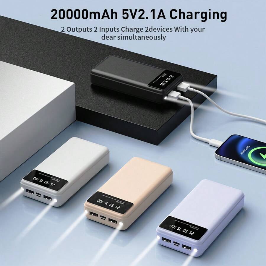 20000mAh Portable Charger Power Bank, Ultra Slim Dual USB Output Power ...