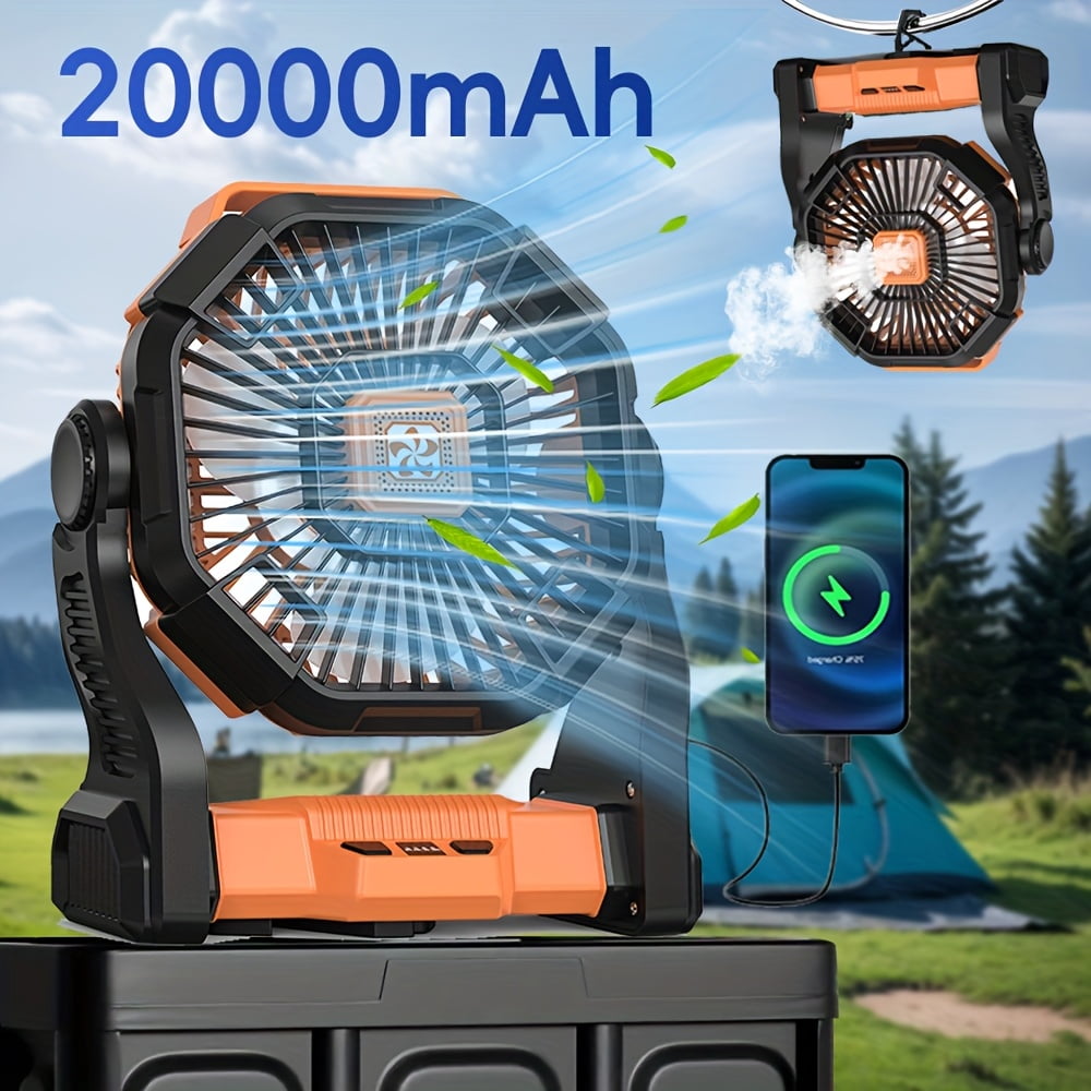 20000mAh Portable Fan & Lantern, 4-Speed Quiet Cordless Fan, 30H ...