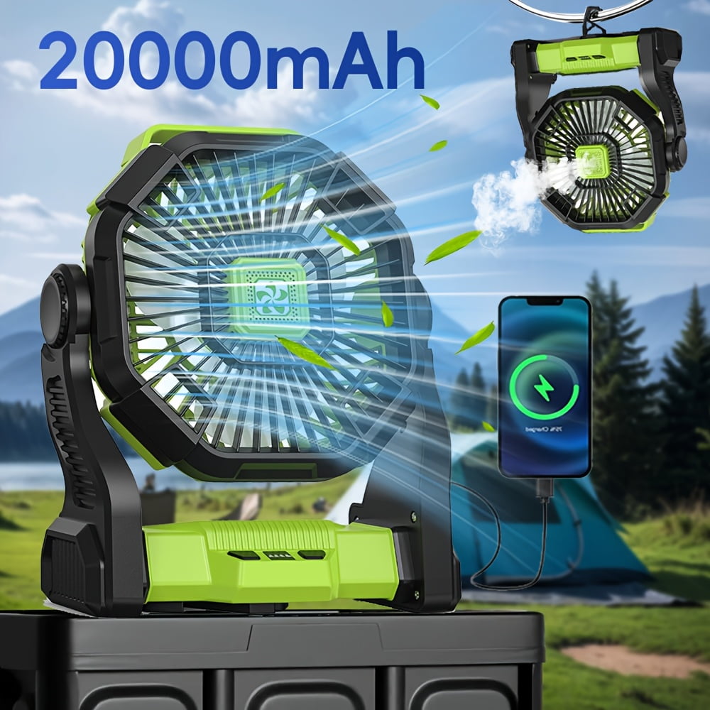 20000mAh Portable Fan & Lantern, 4-Speed Quiet Cordless Fan, 30H ...