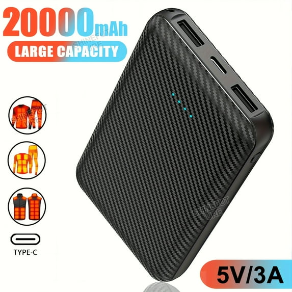 20000mAh Portable Power Bank with LED Light, USB/Type-C Ports, Outdoor ...