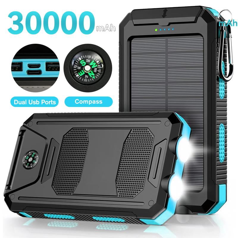 20000mAh Portable Solar Charger Power Bank with LED Flashlight - Dual ...