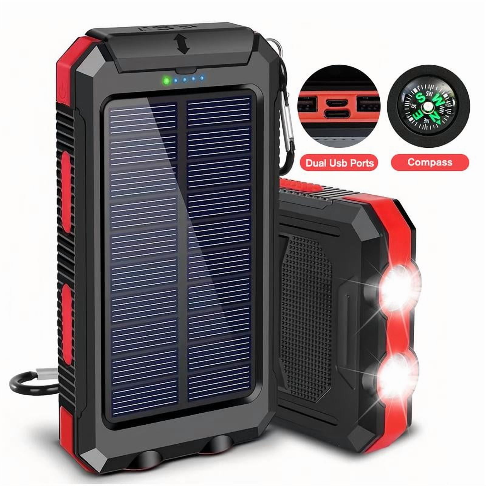 20000mAh Portable Solar Charger Power Bank with LED Flashlight - Dual ...