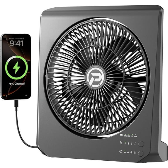 20000mAh Rechargeable Battery Powered Fan - 10" Square Box Fan with 55H ...